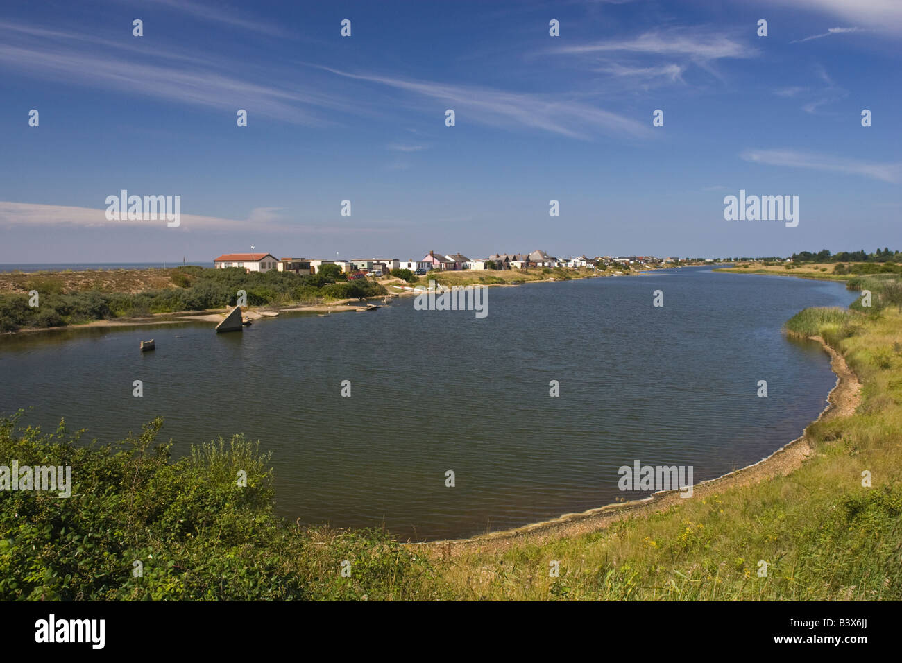 Coastal view at Snettisham, Norfolk, England, UK showing pit and ...