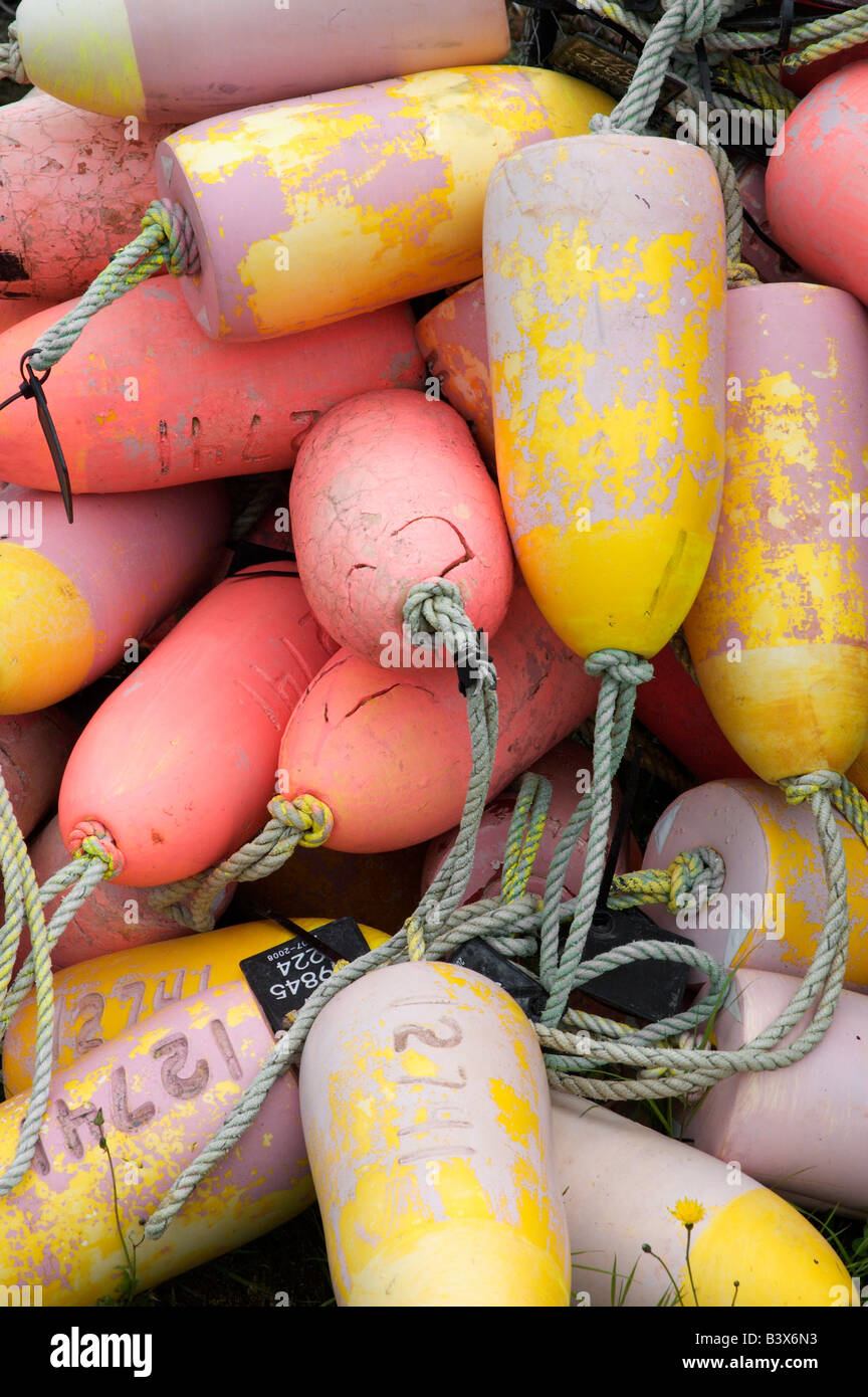 Colorful Crab Pot Buoys Stacked at Tokeland Marina, Willapa Bay ...