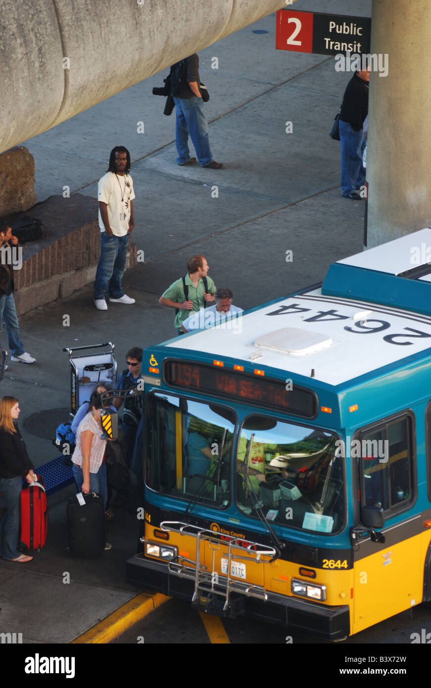 A King County Metro bus makes a stop at Seattle-Tacoma International ...