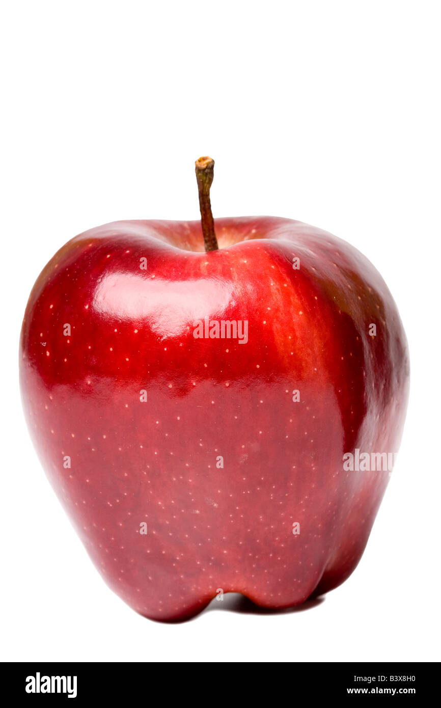 One bright red apple isolated on white with slight shadow Stock Photo ...