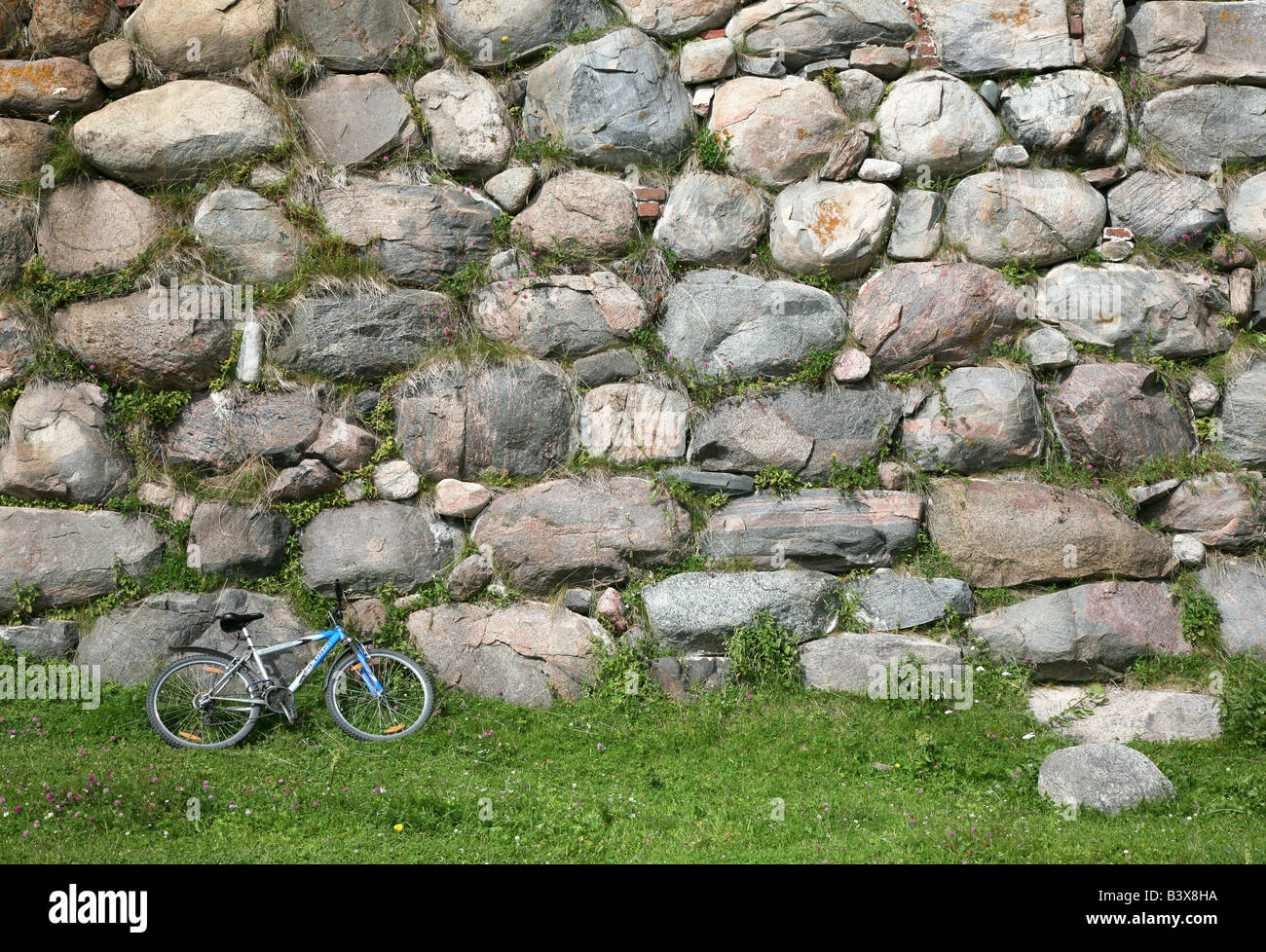 Boulder wall of the Solovetsky Monastery on the Solovetsky Islands in ...