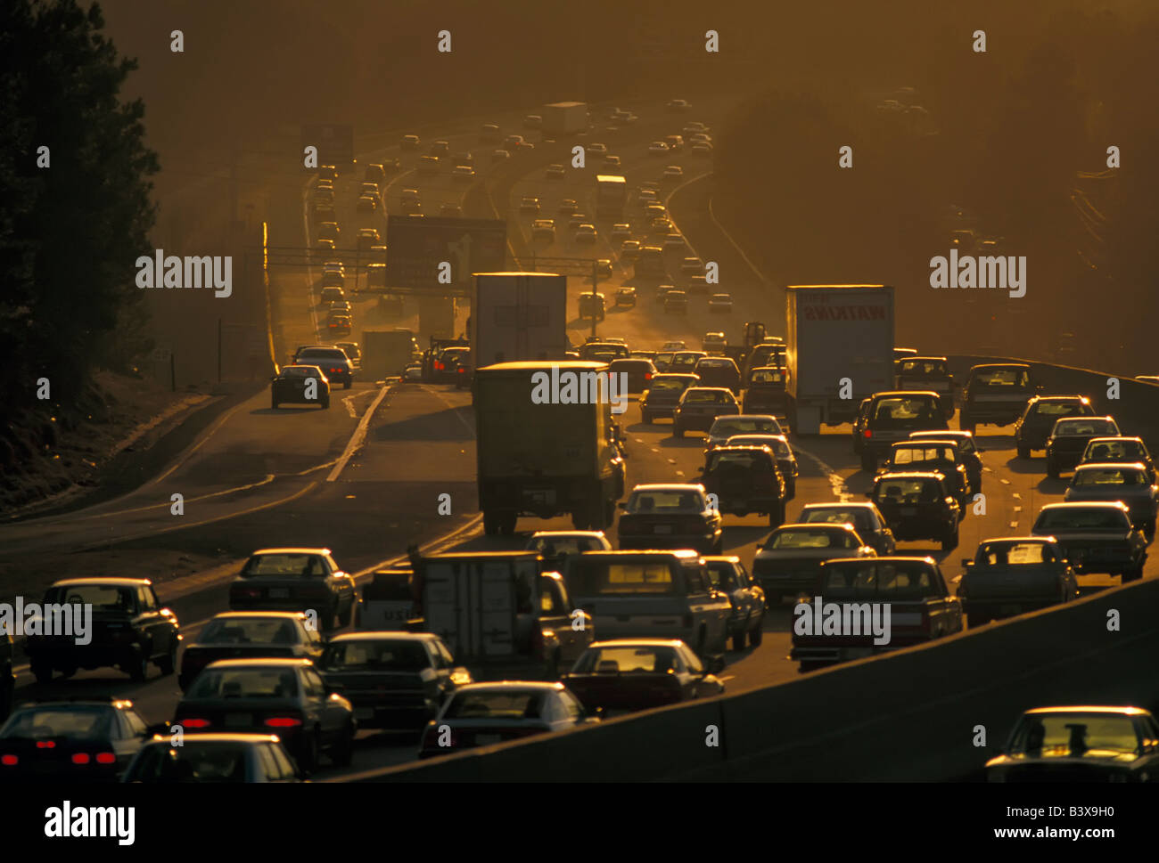 rush hour traffic jam crowded freeway commute Stock Photo - Alamy