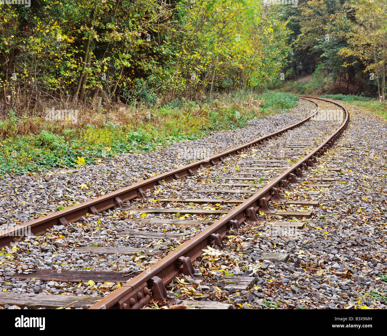 Rail track of the Weardale railway that snakes through the Wear Valley ...