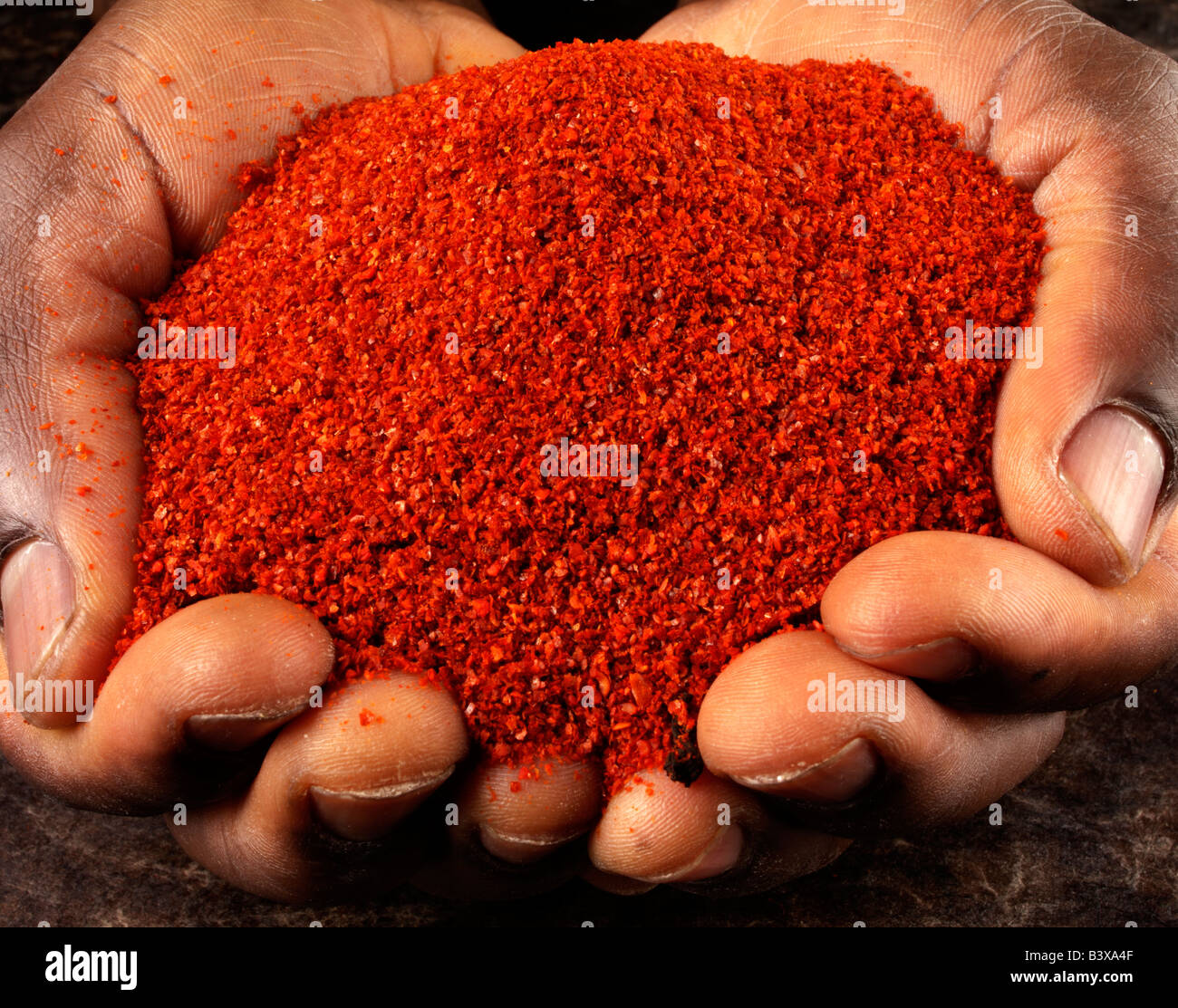 MAN HOLDING CHILLI POWDER Stock Photo - Alamy