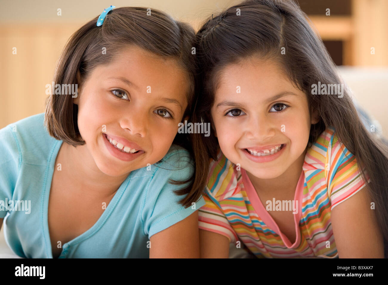 Portrait Of Two Young Girls Stock Photo - Alamy