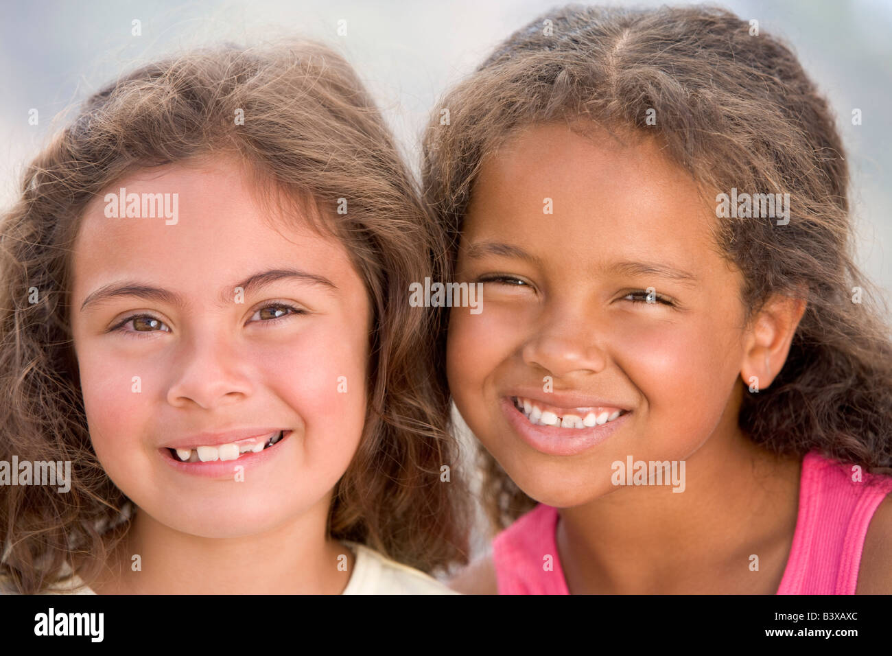 Portrait Of Two Young Girls Stock Photo - Alamy
