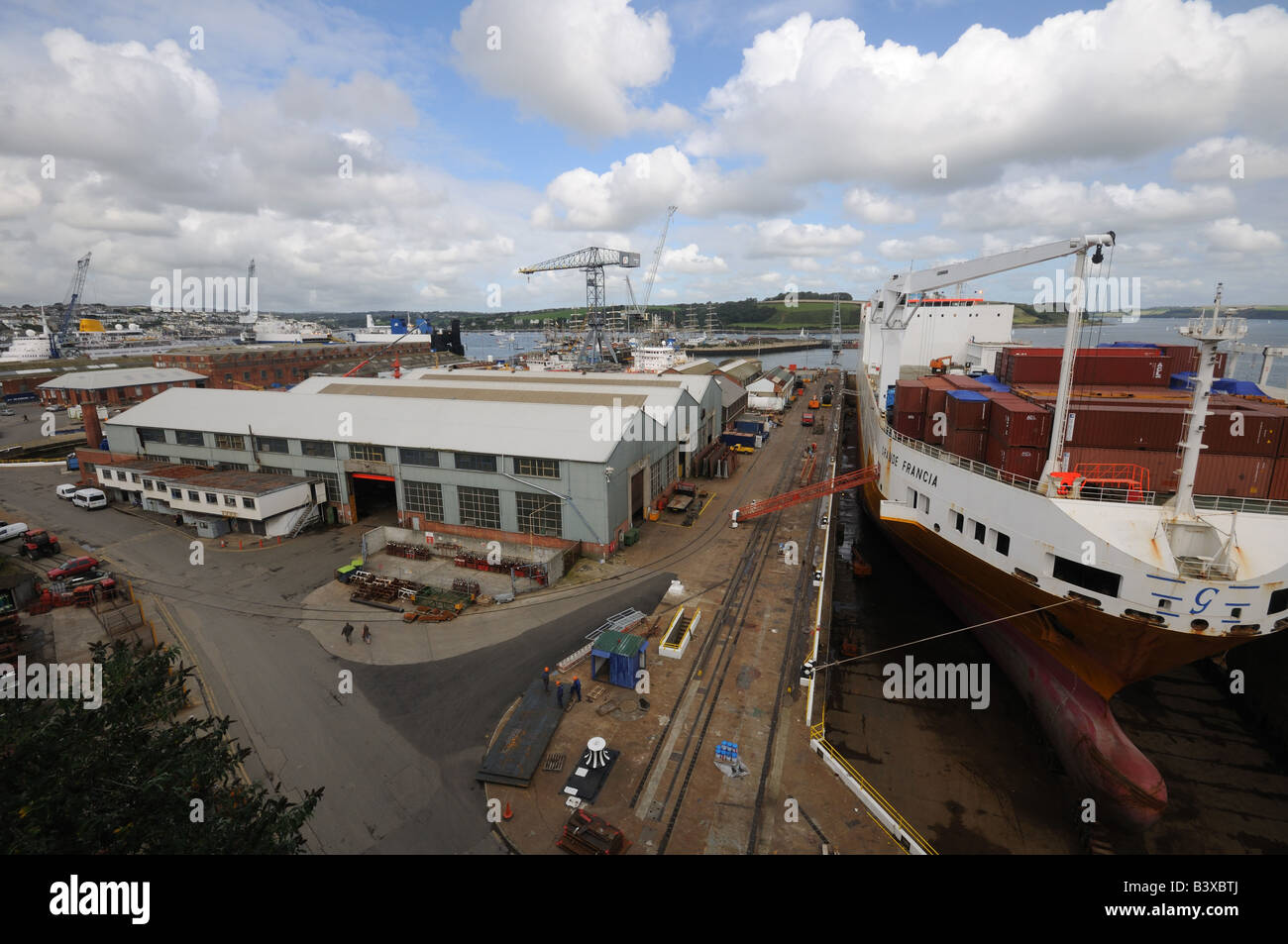 cargo ship in dry dock Falmouth Docks cornwall britian uk Stock Photo ...