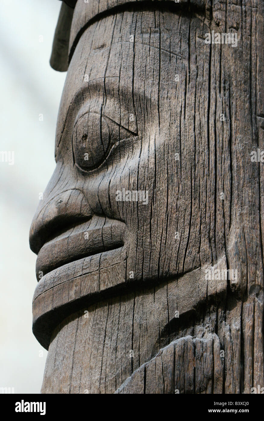 Detail of wooden Totem Pole, British Museum, London, England Stock ...