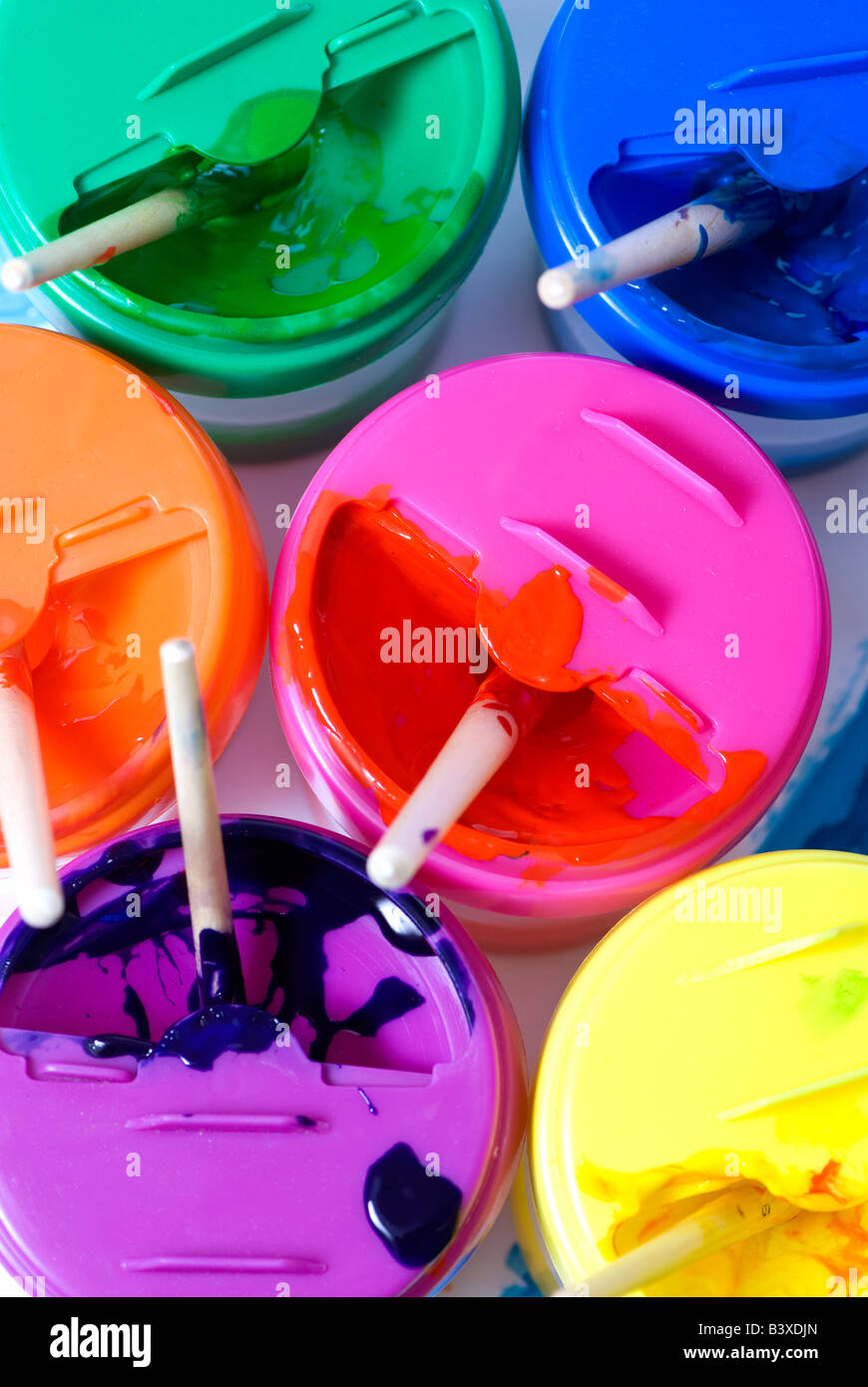 A macro shot of colorful paint containers Stock Photo - Alamy