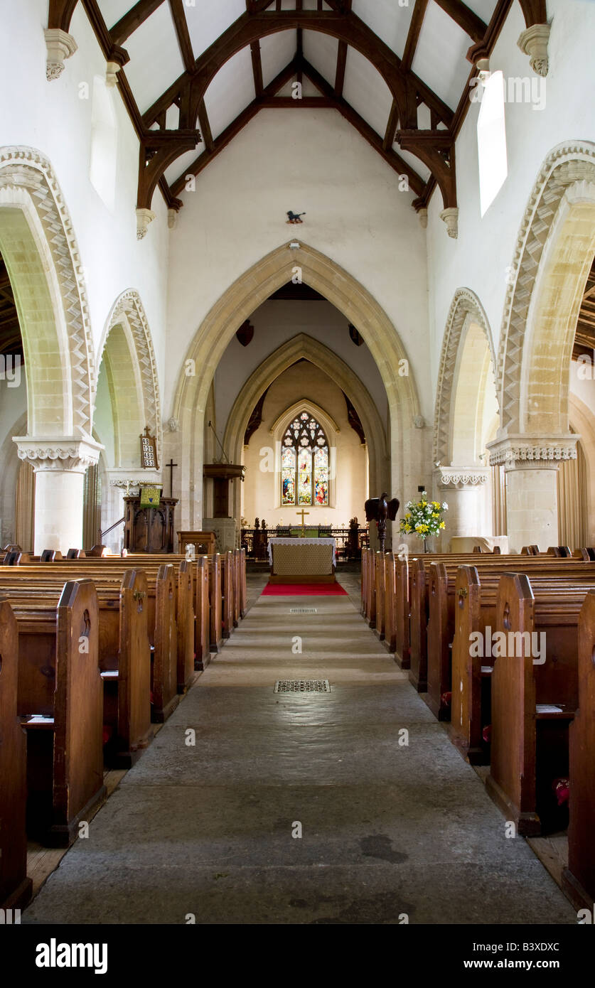 Typical English Norman village country church interior at St.Mary's ...