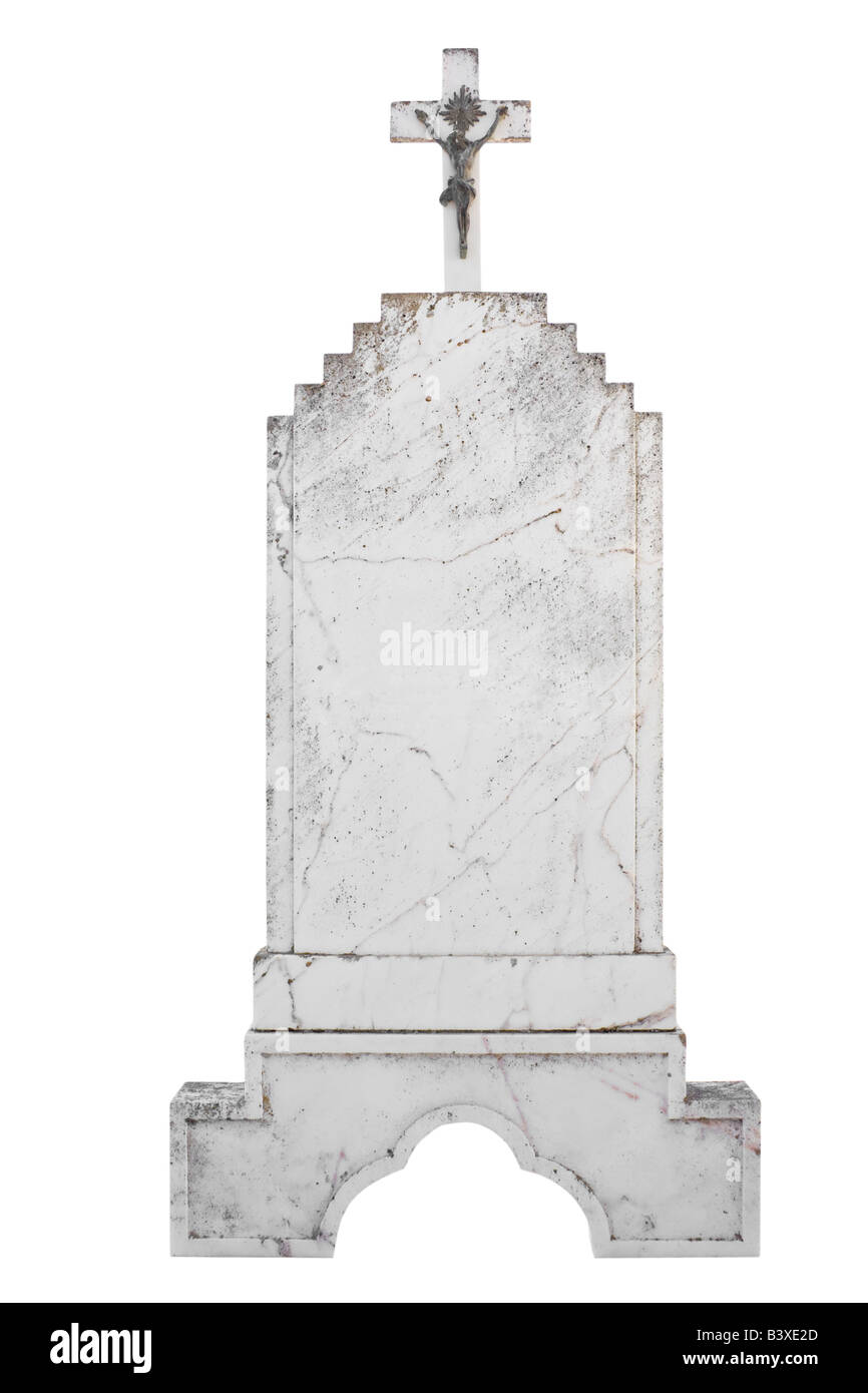 Christian blank gravestone isolated on white background Stock Photo - Alamy