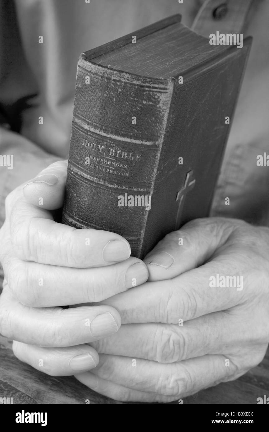 Older Man Holding Bible Stock Photo - Alamy