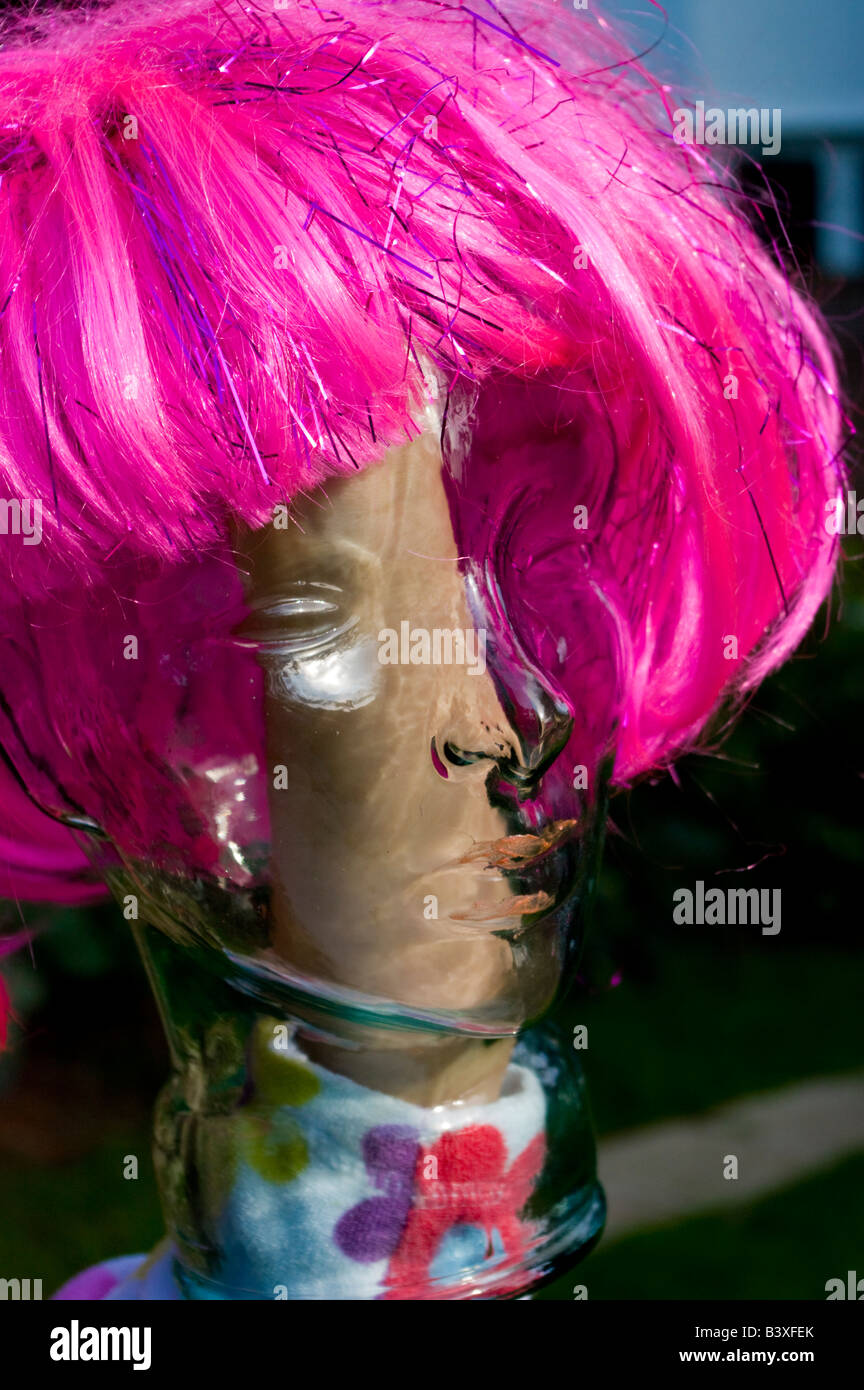glass head with pink hair Stock Photo - Alamy