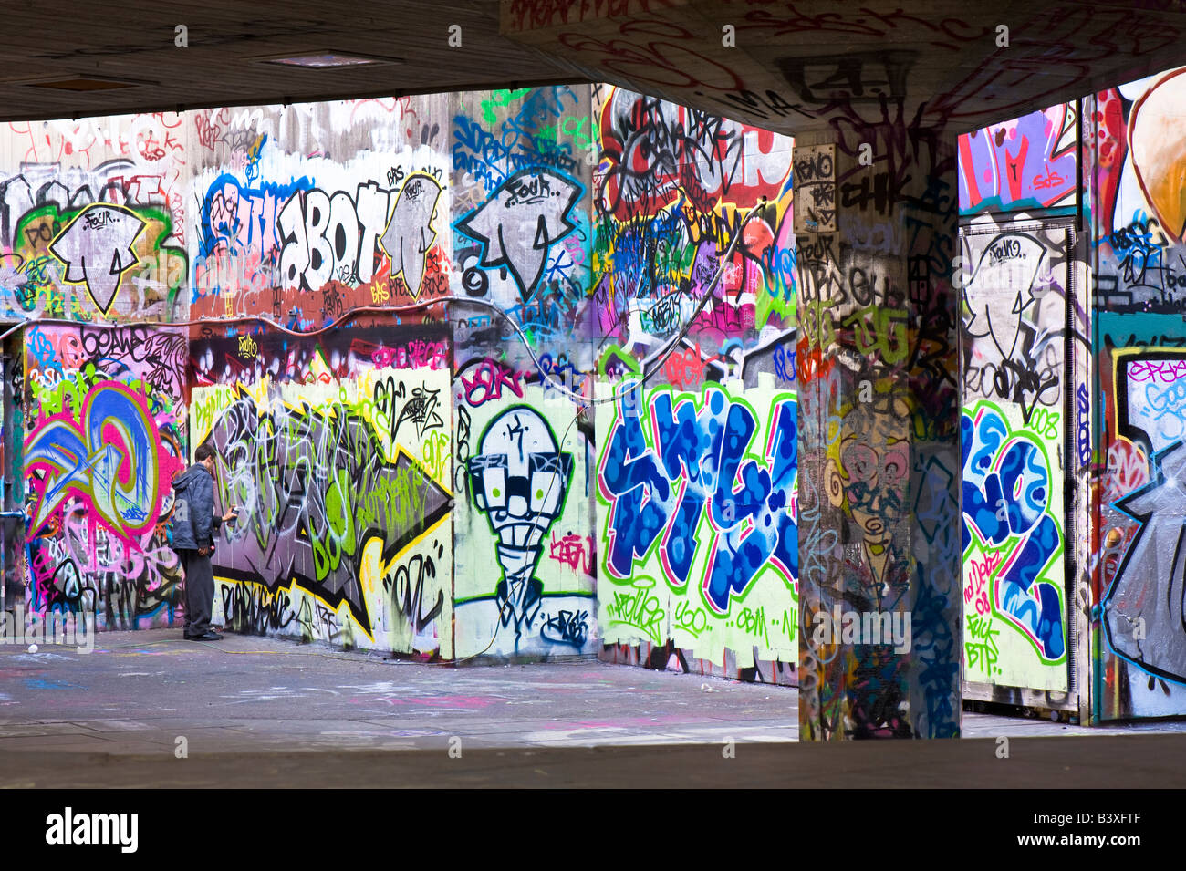 Graffiti art on walls Southbank London United Kingdom Stock Photo - Alamy