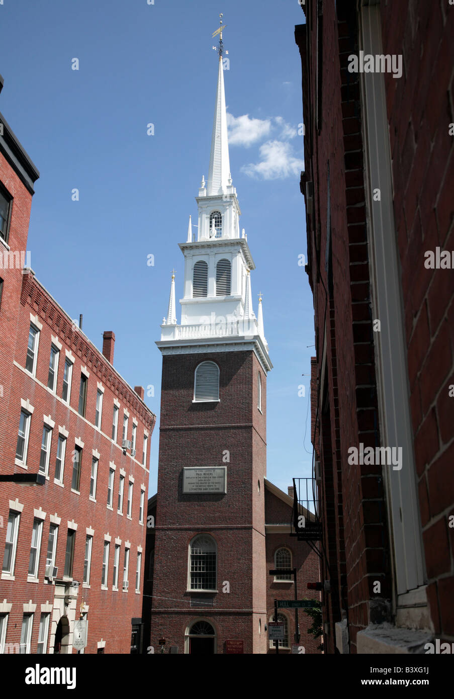 View of the The Old North Church in Boston's North End Stock Photo - Alamy
