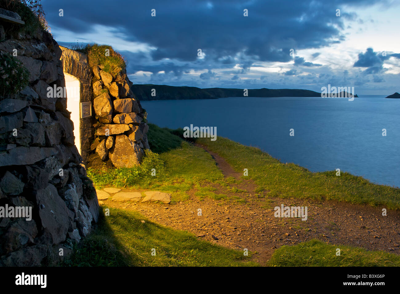 The entrance to Doyden Castle at night, National Trust Stock Photo - Alamy