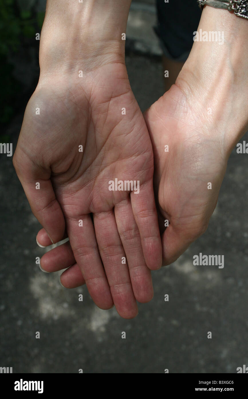 Vertical Open Hands Stock Photo - Alamy