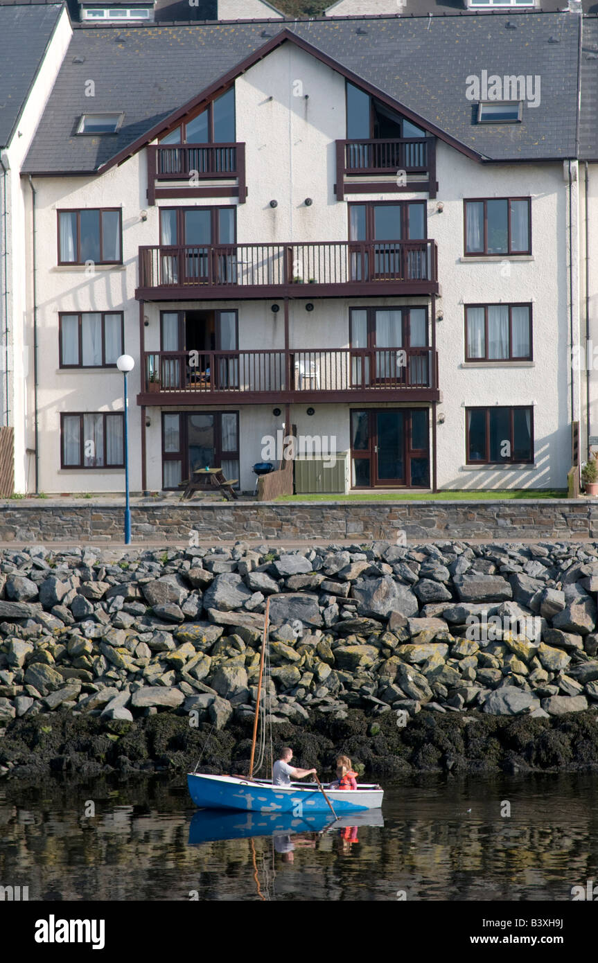 small rowing boat in Aberystwyth harbour and marina summer afternoon ...