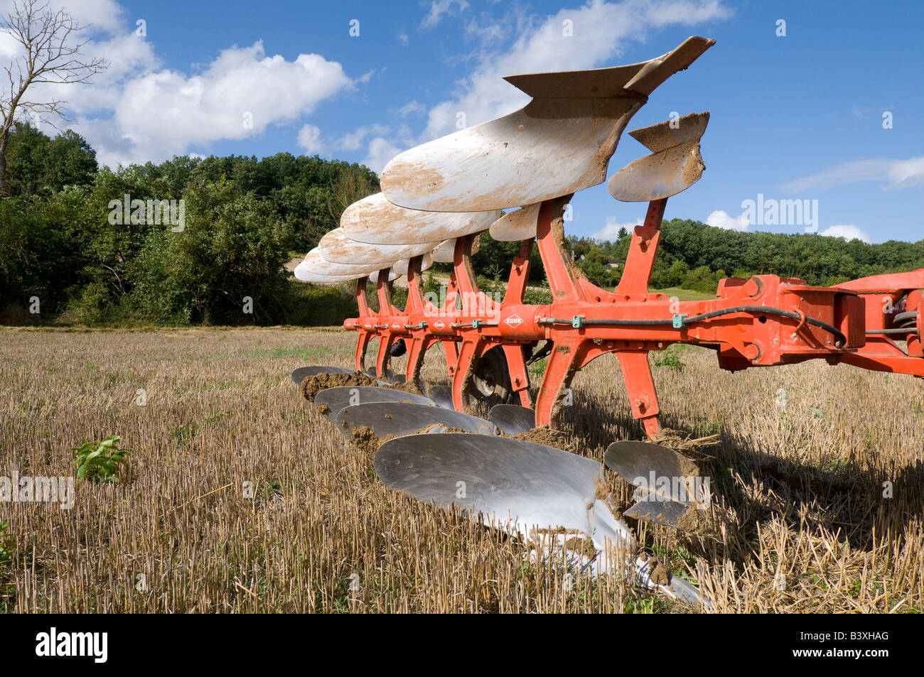 Detail of Kuhn hydraulic double plough blades, Indre-et-Loire, France ...