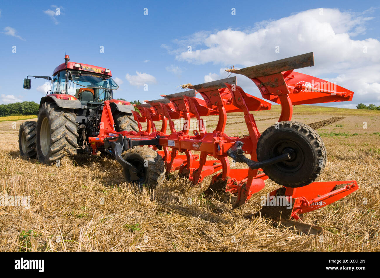 Detail of Kuhn hydraulic double plough blades, Indre-et-Loire, France ...