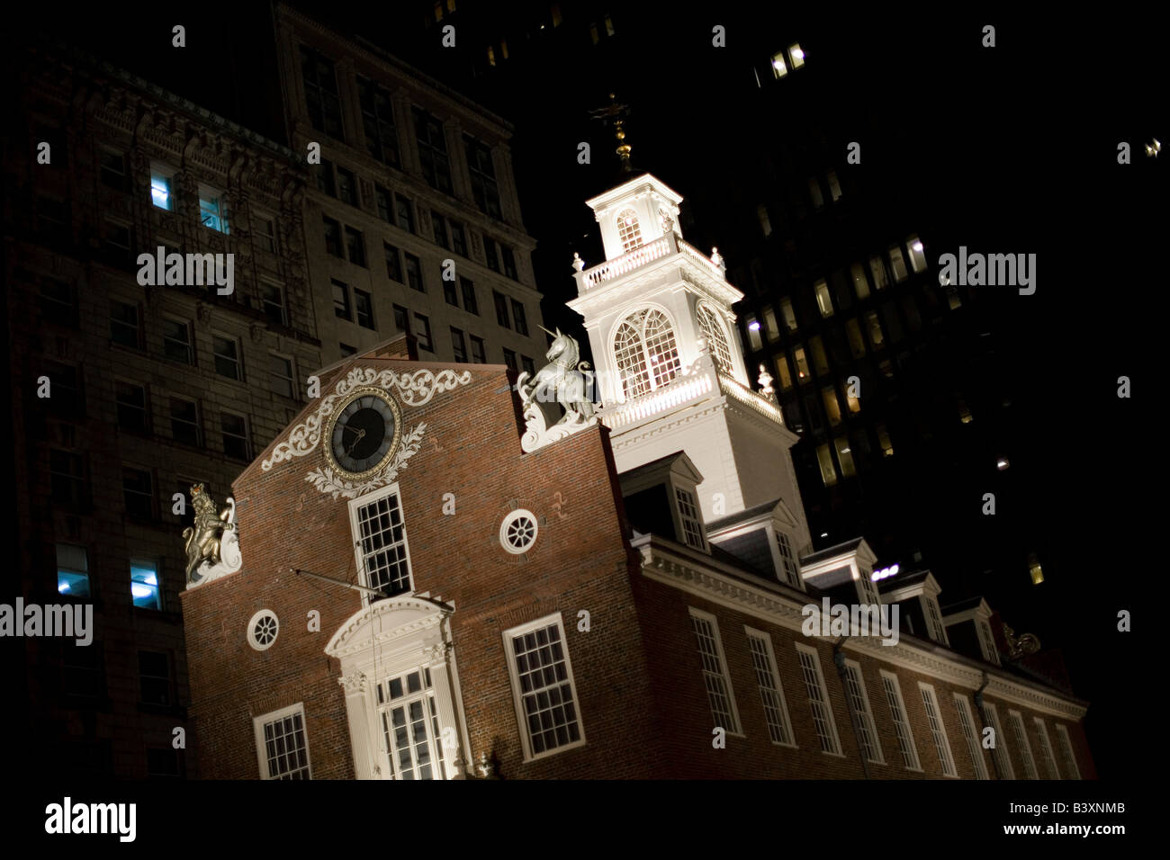Illuminated Tower of the Old Courthouse in Boston Massachusetts at ...