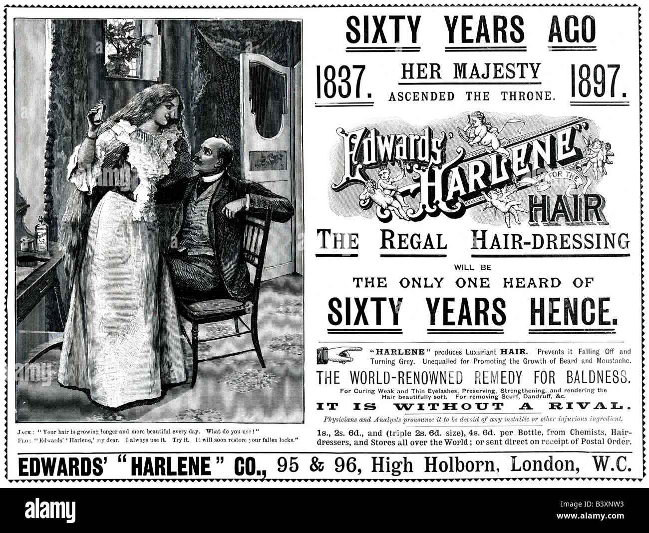 1897 Victorian advertisement for Edwards Harlene Hair Dressing Tonic ...