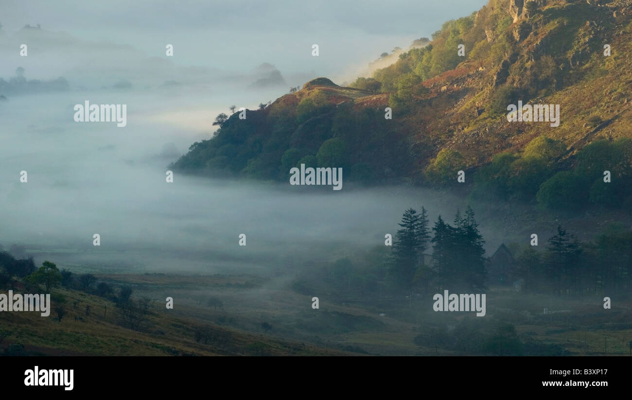 Valley mist, Snowdonia National Park, North Wales Stock Photo - Alamy