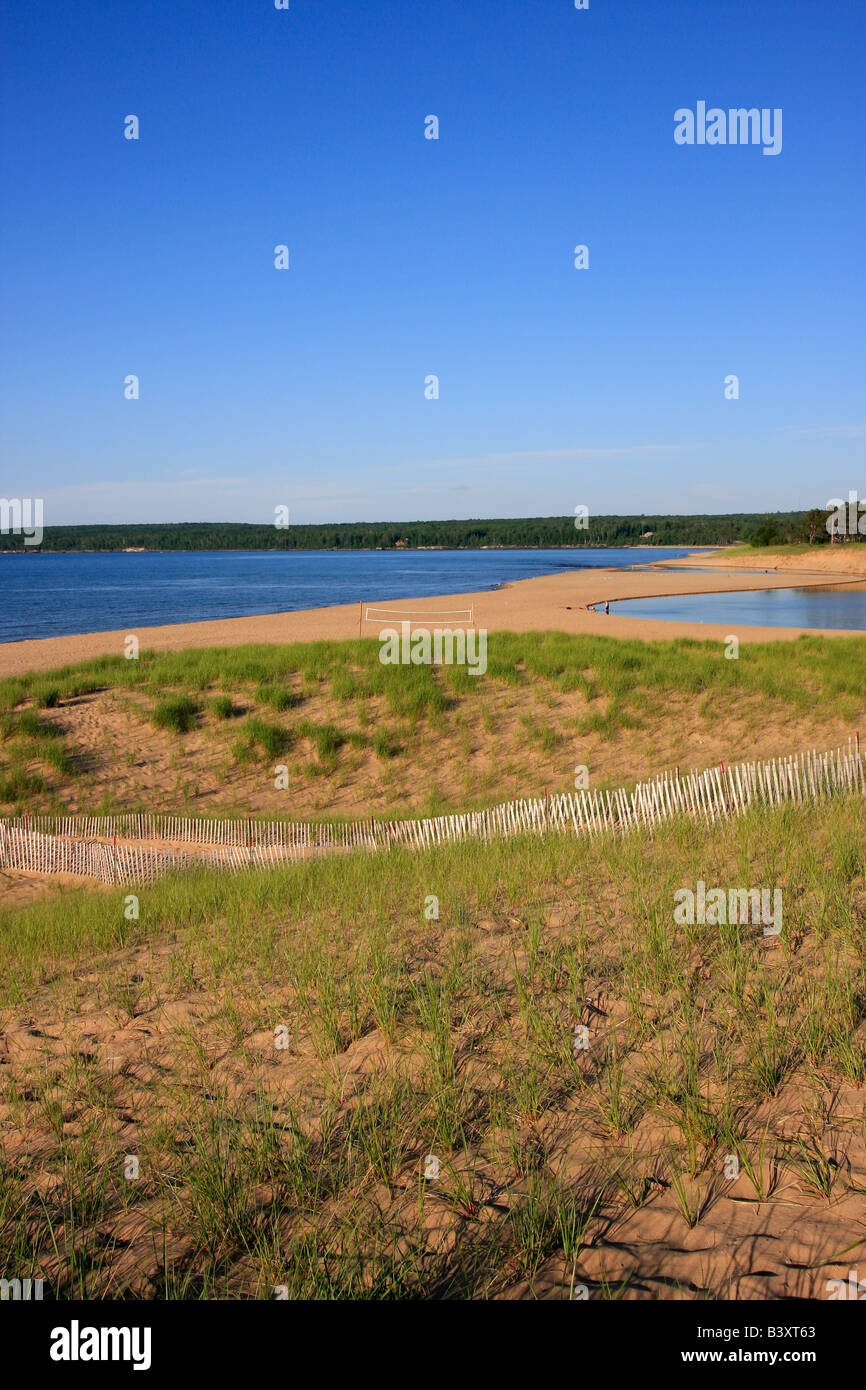 View of the Au Train sandy beach at Lake Superior in Michigan MI Upper ...