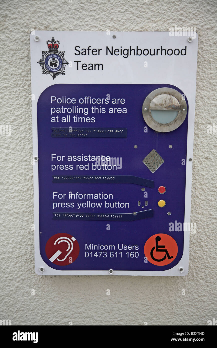 Safer Neighbourhood Team community policing project sign Stock Photo ...