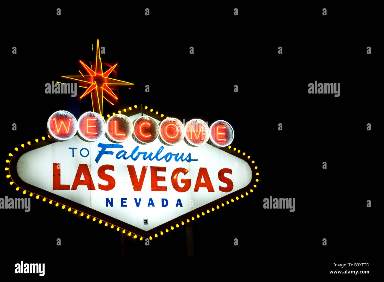 The famous and fabulous neon sign that welcomes all to Las Vegas Stock ...