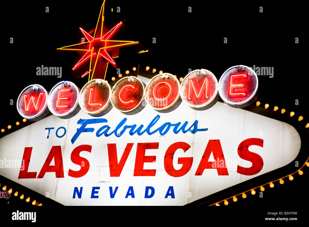 The famous and fabulous neon sign that welcomes all to Las Vegas Stock ...
