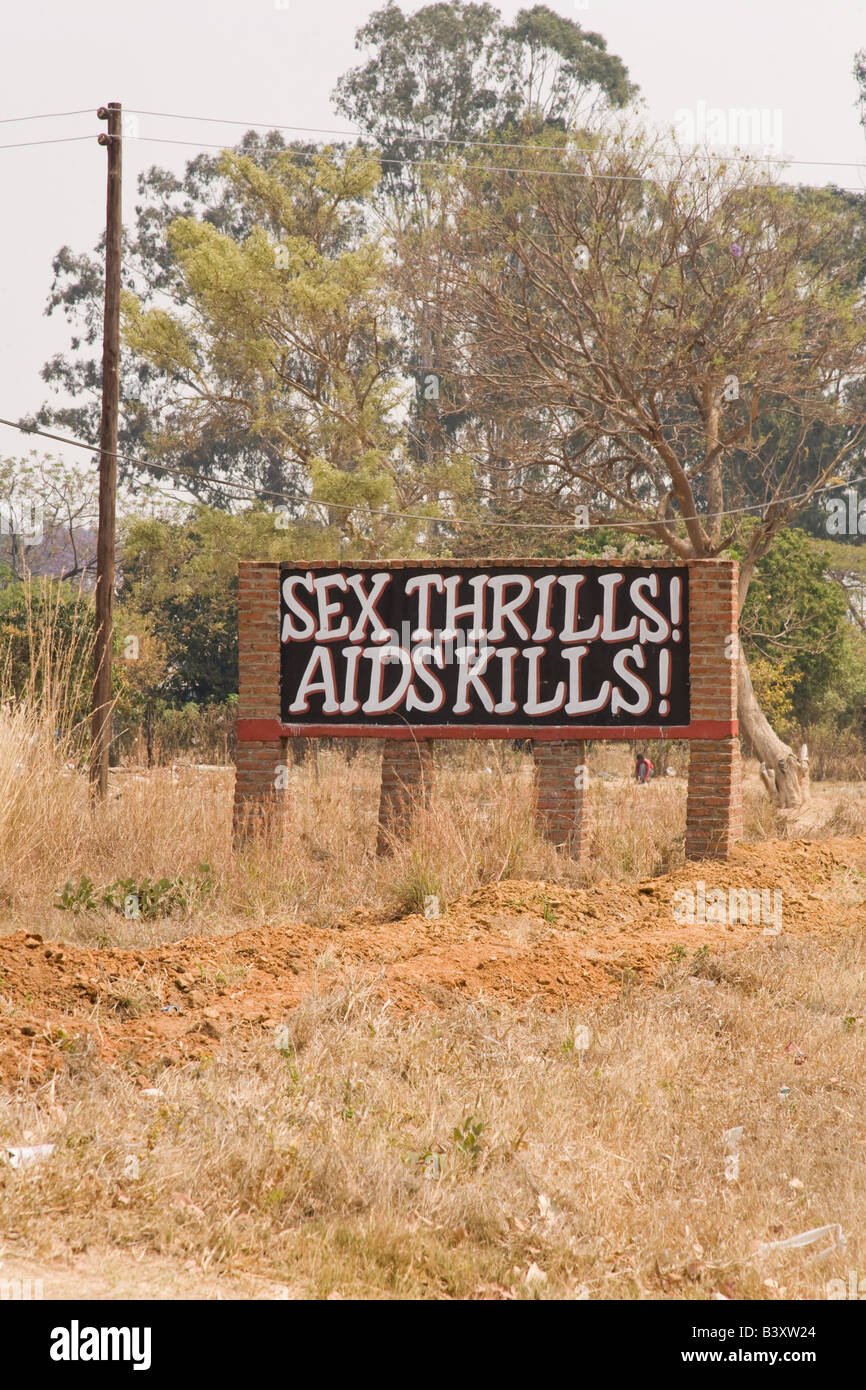 Aids educational warning sign Livingstone Zambia Africa Stock Photo - Alamy
