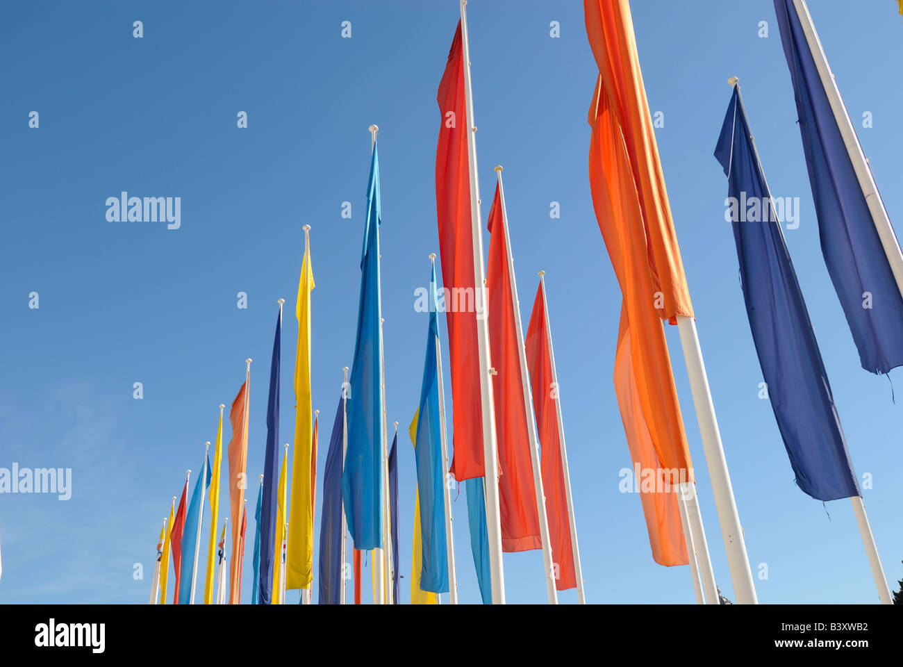 Flags outside the Belem Conference Centre, Lisbon Portugal Stock Photo ...