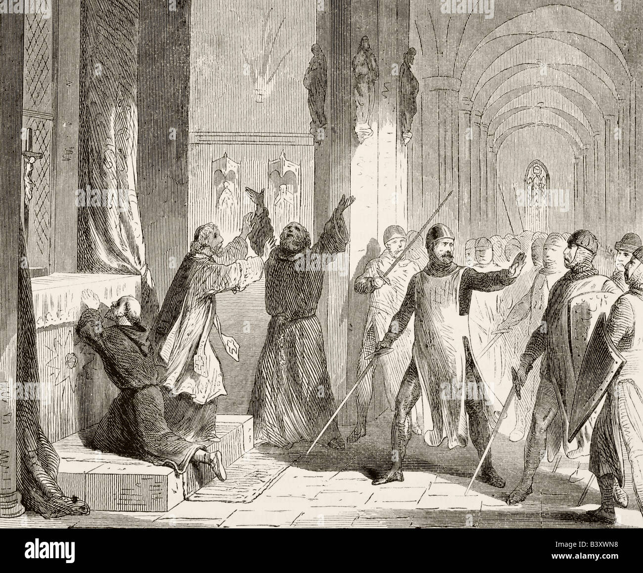 Sir William Wallace protecting monks from his own soldiers at Hexham ...