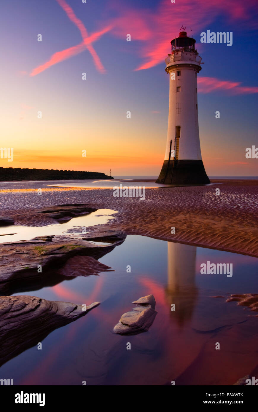 Photograph of Fort Perch Rock Lighthouse, [New Brighton] at Sunset with ...