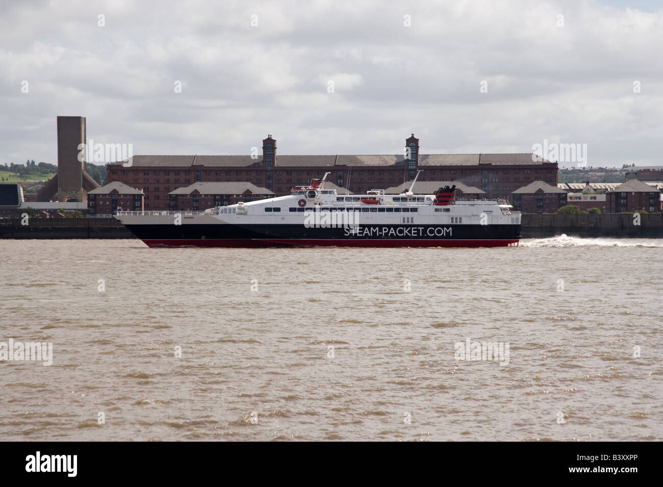 The Isle of Man packet ferry on the Mersey River leaving Liverpool ...