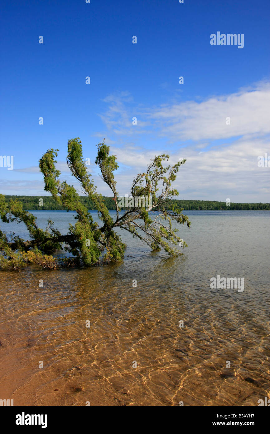 The Grand Island on Lake Superior MI USA clear water blue sky landsape ...