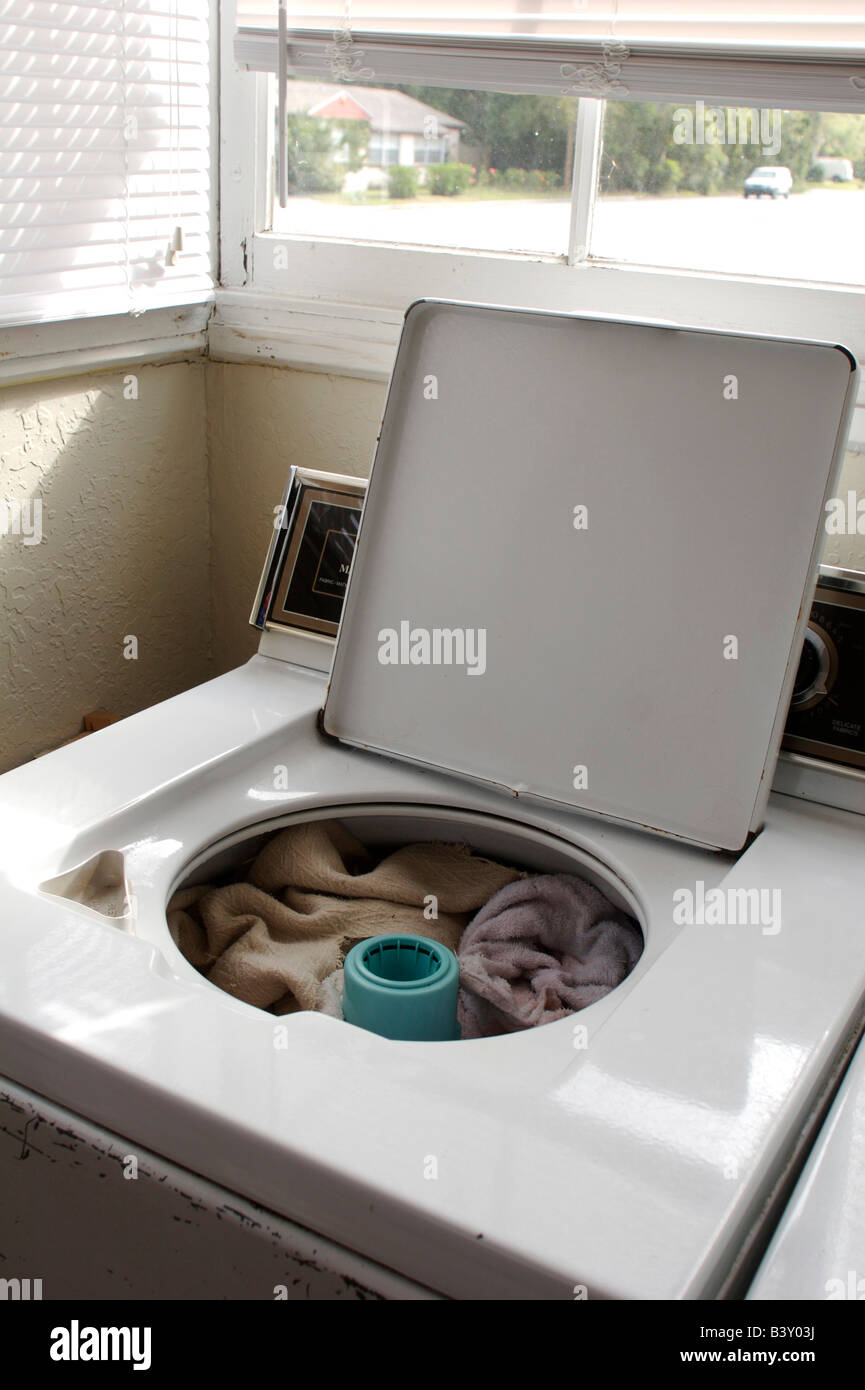 Dirty laundry in a washing machine Stock Photo - Alamy