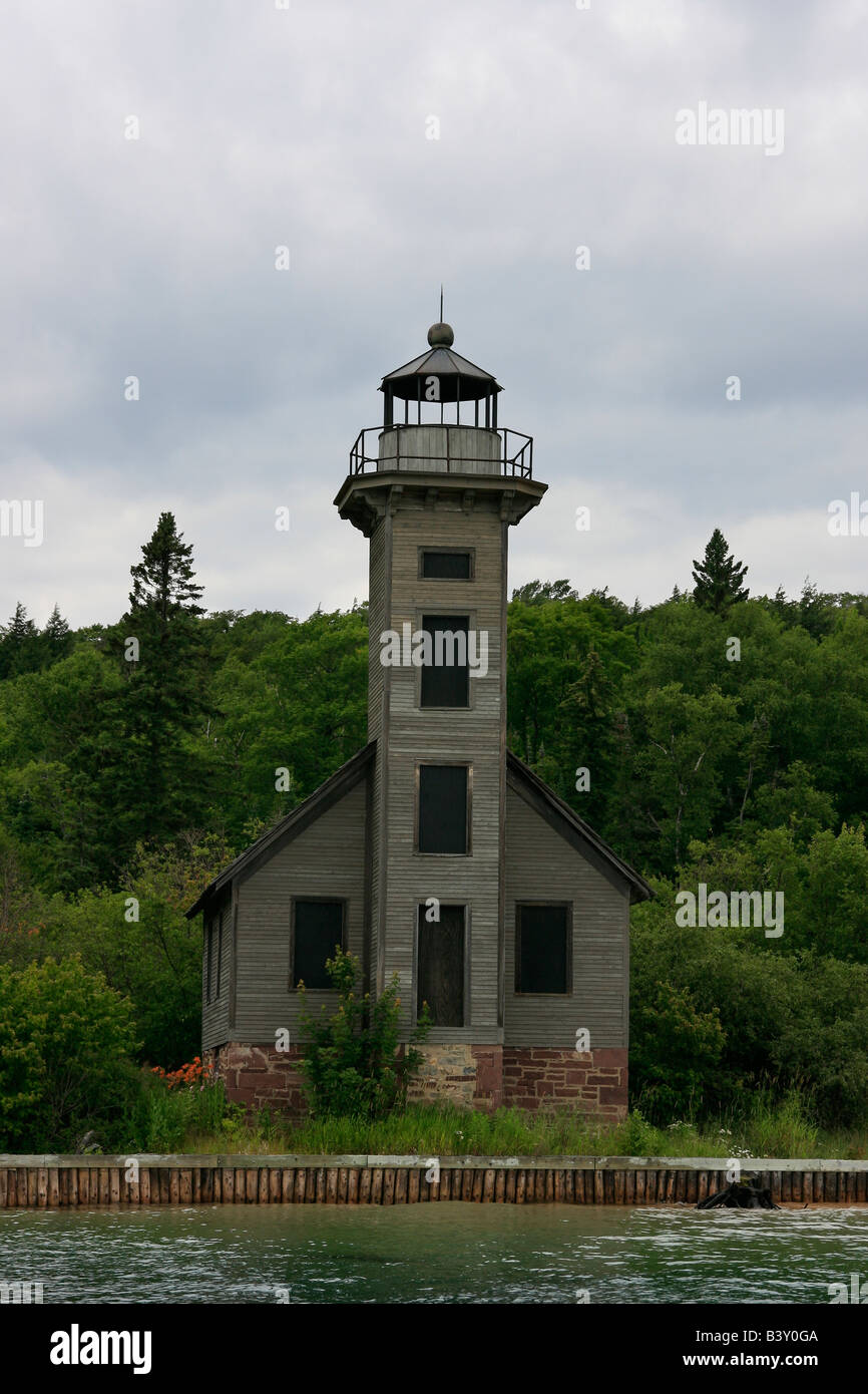 The Grand Island East Channel Lighthouse in Michigan USA vertical hi ...