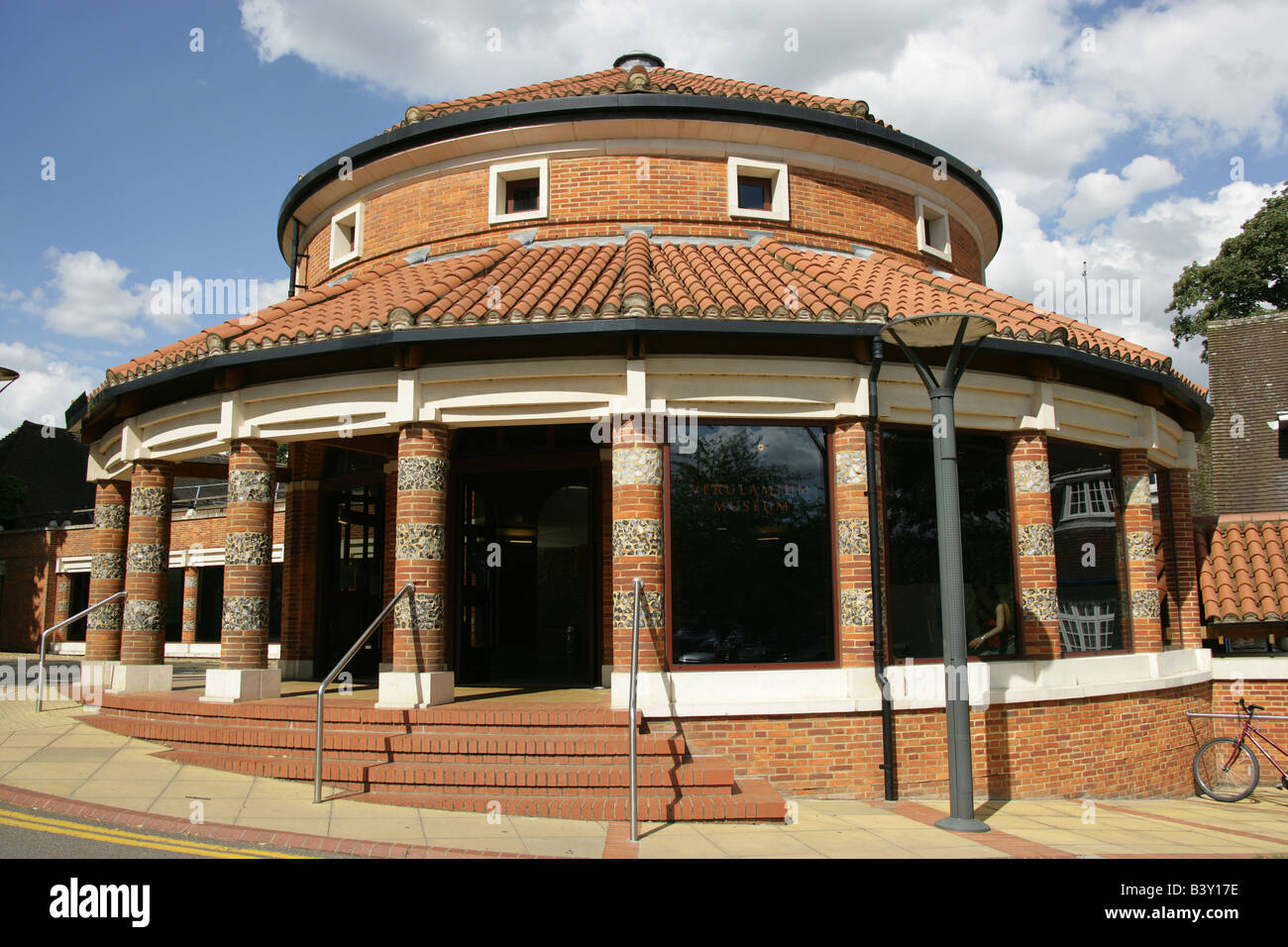 City of St Albans, England. Main entrance to the Verulamium Museum "The ...