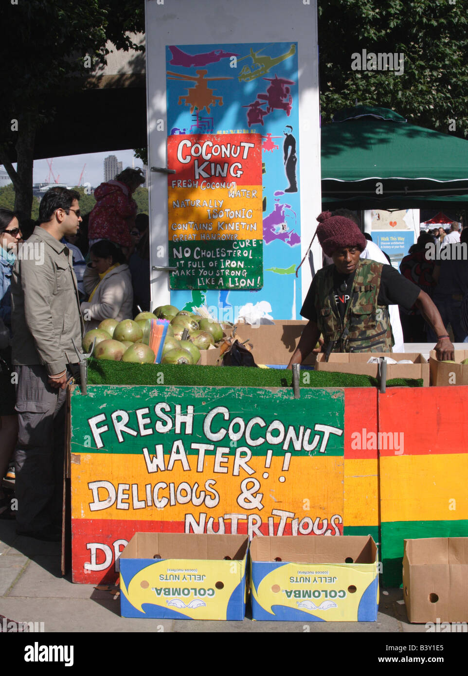 Coconut Water Stall at The Mayor's Thames Festival 2008 Stock Photo - Alamy