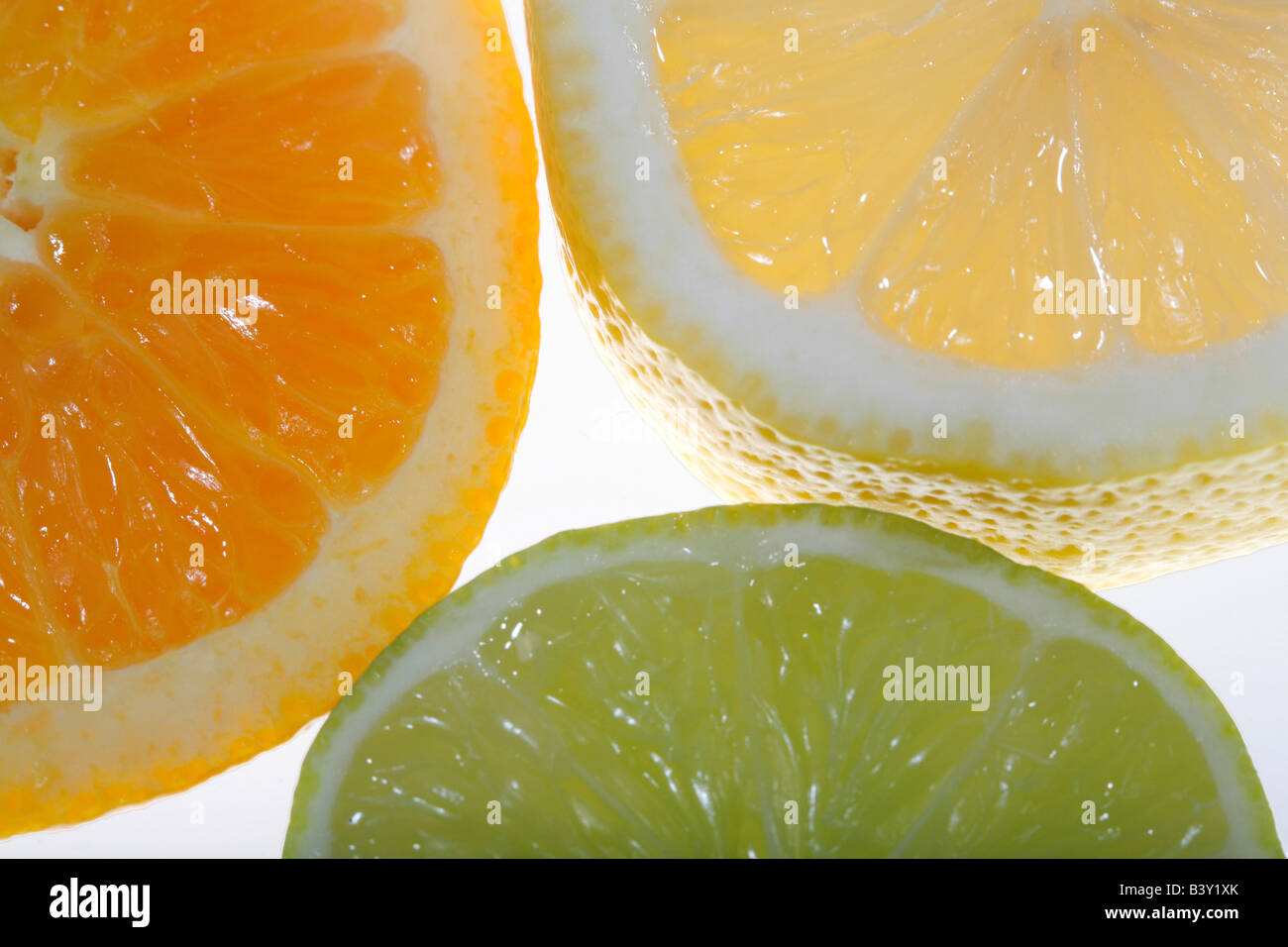 Close up of an orange lime and a lemon slice Stock Photo - Alamy