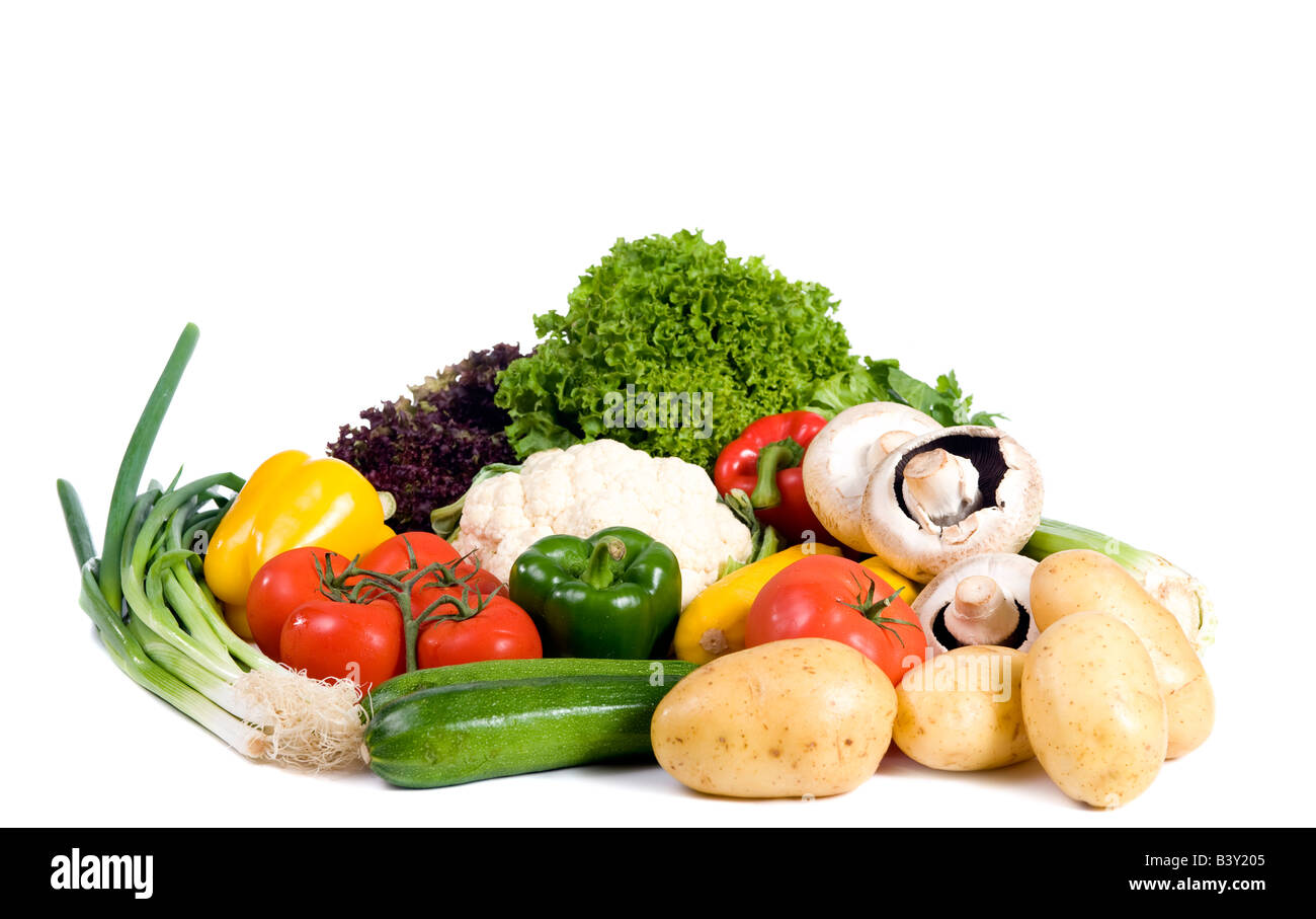 A bunch of fresh vegetables ready to make a healthy dinner Stock Photo ...