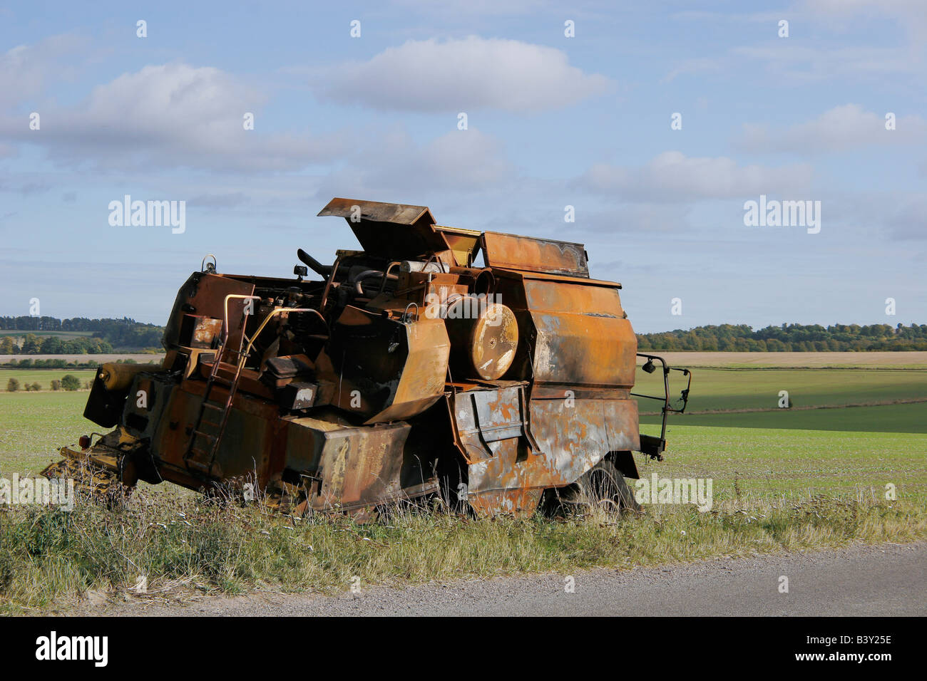 Destroyed Fire Combine Harvester High Resolution Stock Photography and ...