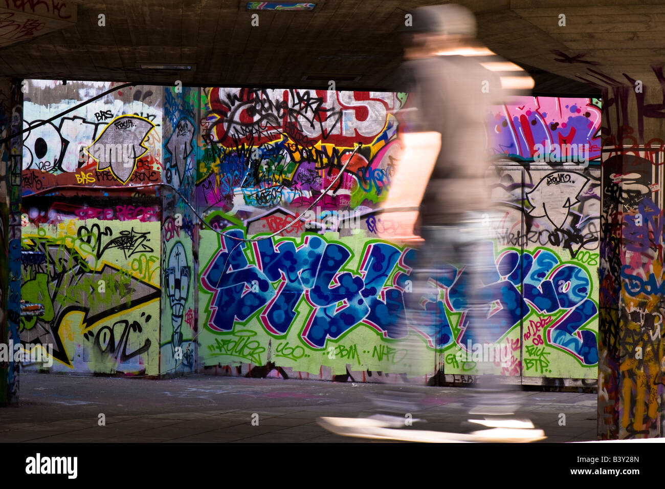 Graffiti art on walls Southbank London United Kingdom Stock Photo - Alamy