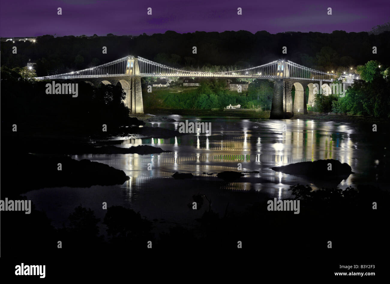 Menai bridge night hi-res stock photography and images - Alamy