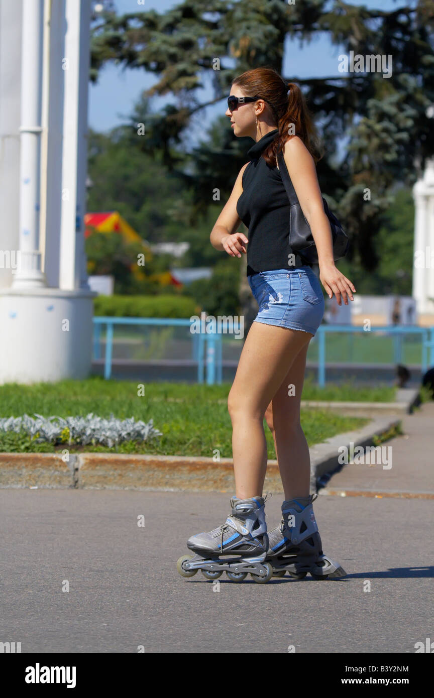 A woman on rollerblades Stock Photo - Alamy