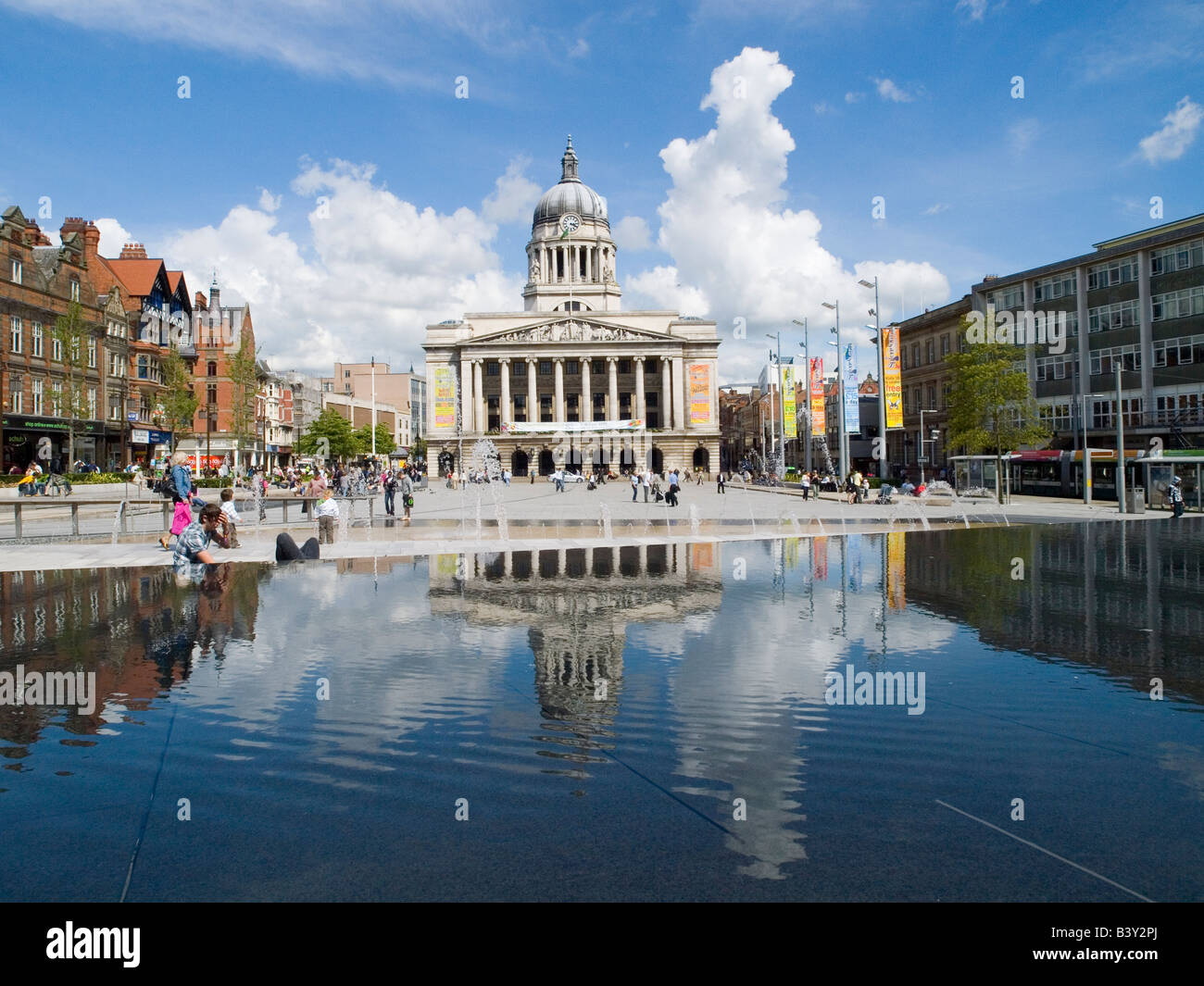 The Council House reflected in the fountains of the Market Square ...