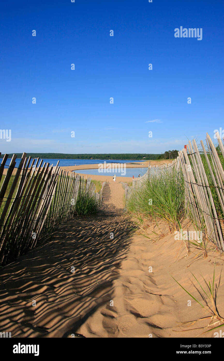 View of the Au Train sandy beach at Lake Superior in Michigan MI Upper ...