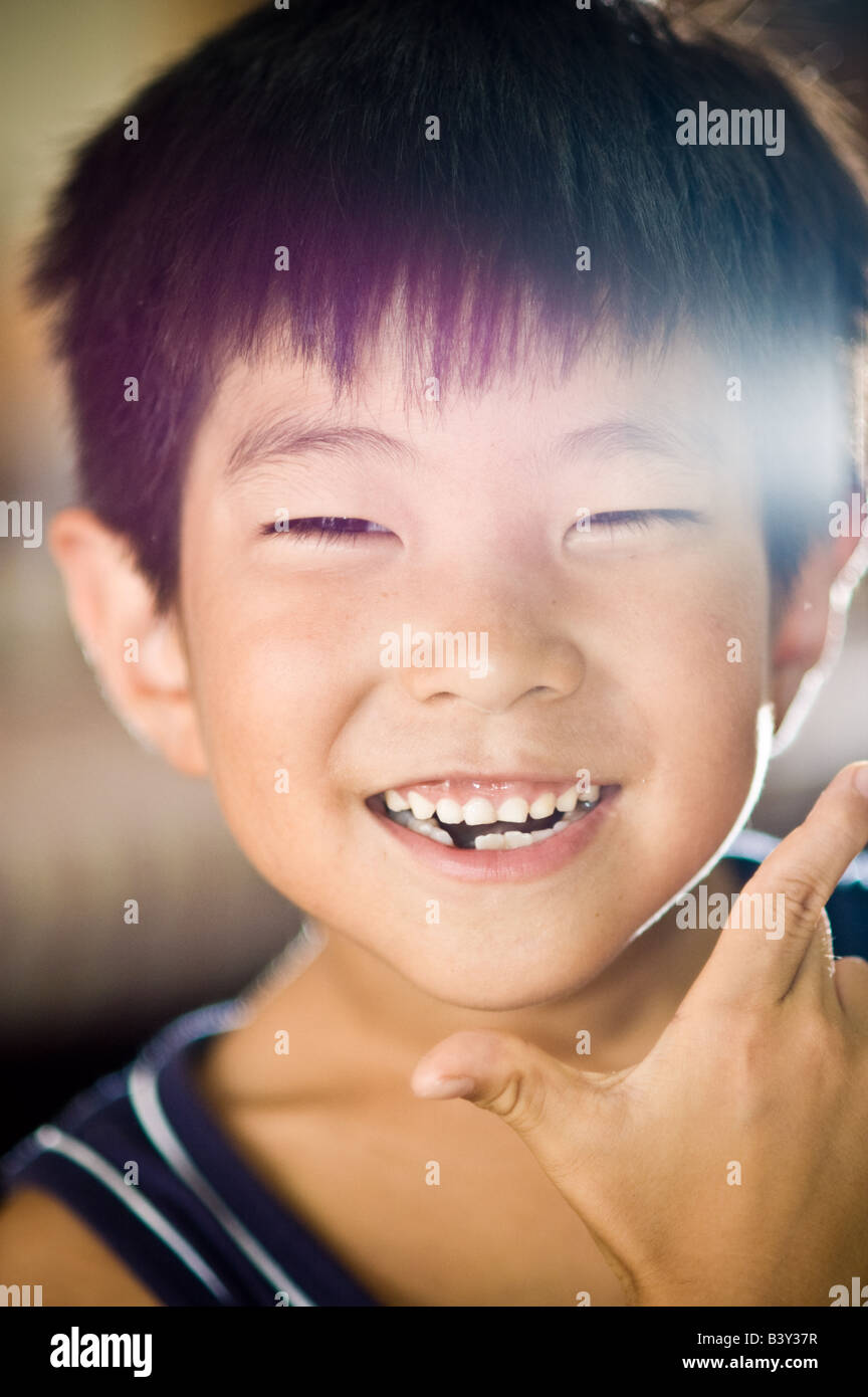 Happy Japanese Asian child smiling and looking into the camera Stock ...